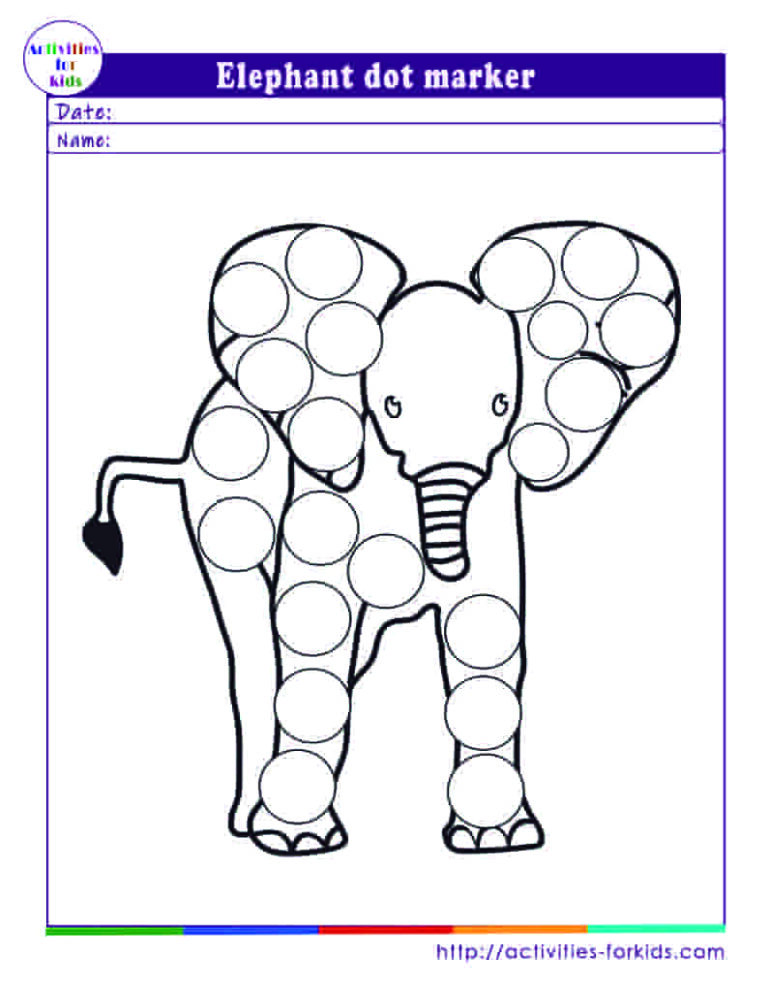 Elephant dot marker activities are printable free