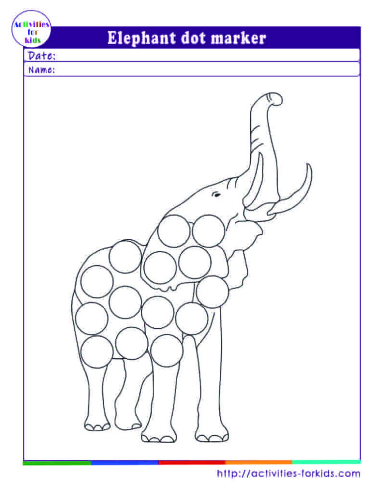 Elephant dot marker activities are printable free
