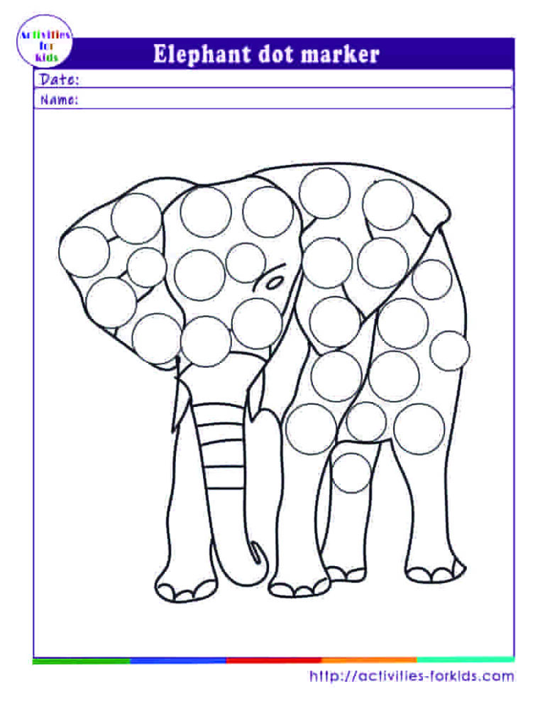 Elephant dot marker activities are printable free