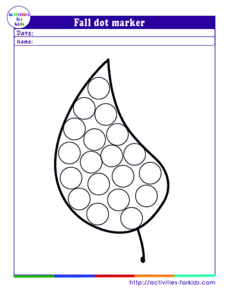Dot marker worksheets fall pdf free