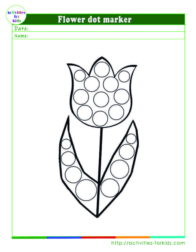 Flower dot marker activity sheets printable