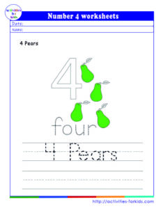 Number 4 worksheets free printable