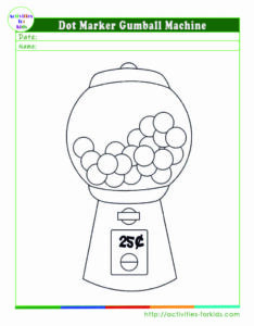 Gumball machine dot marker worksheet printable