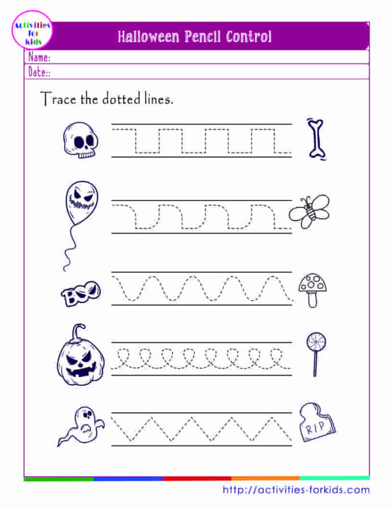 Free Halloween Pencil Control Tracing Printables PDF