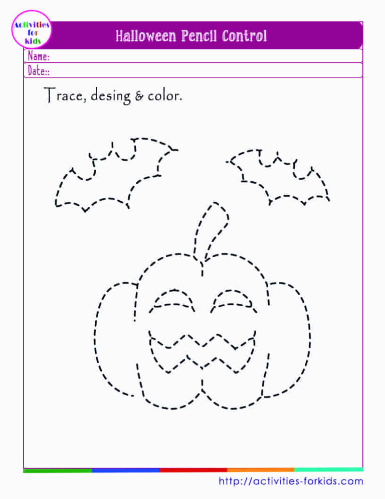 Free Halloween Pencil Control Tracing Printables PDF
