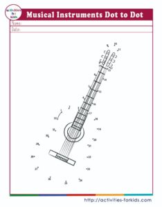 Musical instruments dot to dot worksheets free printable