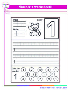 Number 1 worksheets free printable