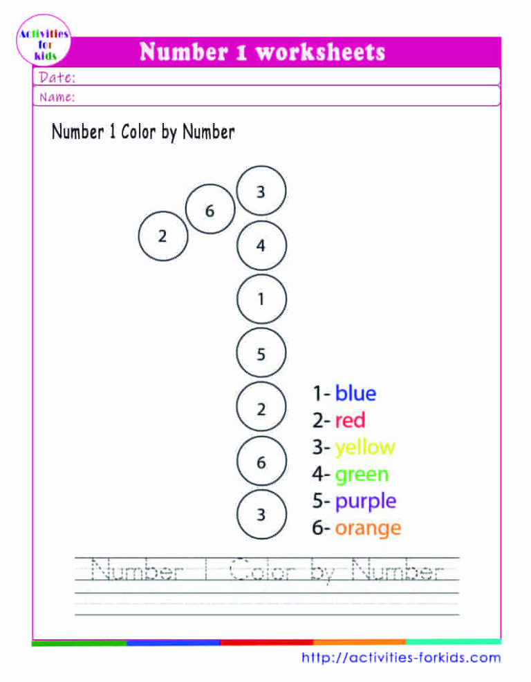 Number 1 worksheets free printable