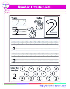 Number 2 worksheets free printable