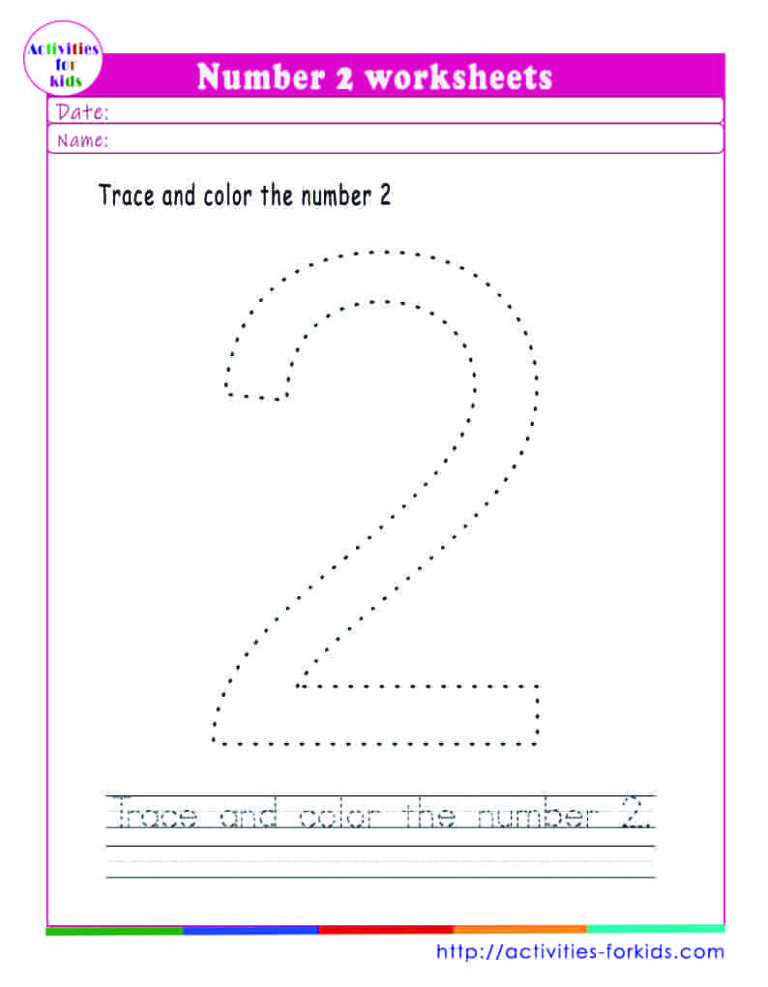 Number 2 worksheets free printable