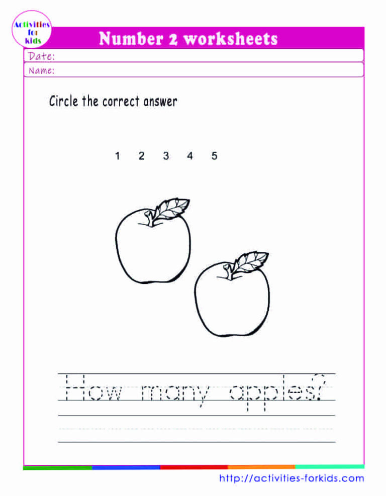 Number 2 worksheets free printable