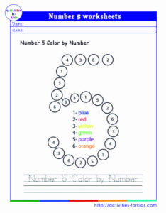 Number 5 worksheets free printable