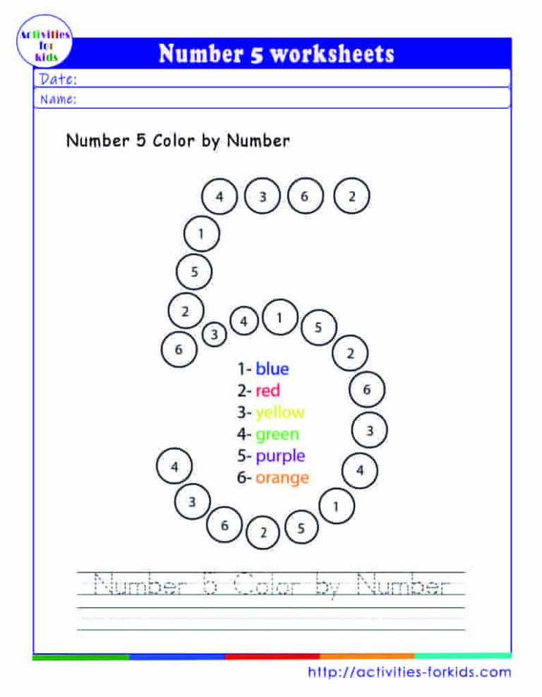 Number 5 worksheets free printable