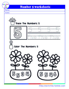 Number 5 worksheets free printable