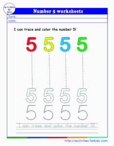 Number 5 worksheets free printable