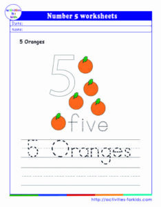 Number 5 worksheets free printable