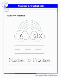 Number 6 worksheets free printable