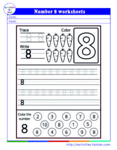 Number 8 worksheets free printable