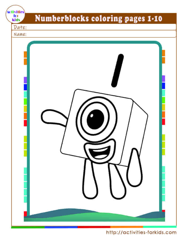 Numberblocks coloring pages 1-10 free printable