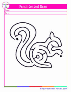 Free Pencil Control Maze Worksheets Printable PDF