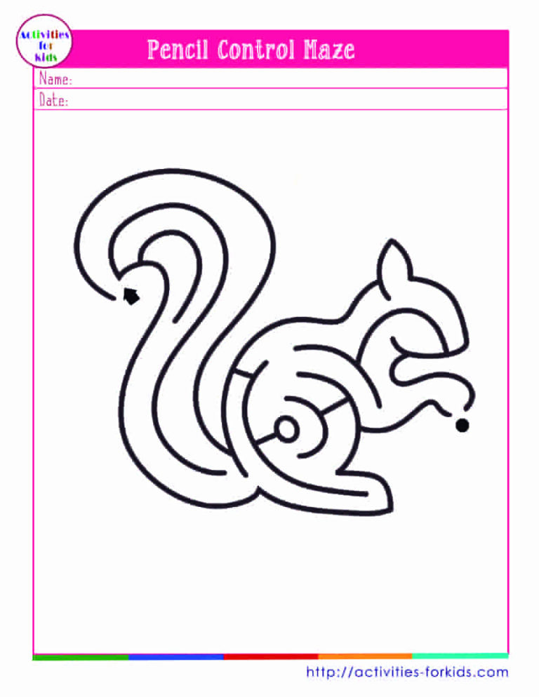 Free Pencil Control Maze Worksheets Printable PDF