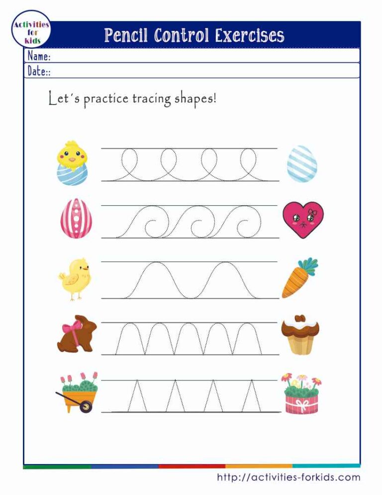 Pencil control exercises printables pdf