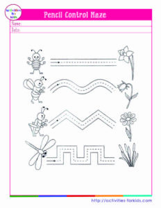 Free Pencil Control Maze Worksheets Printable PDF