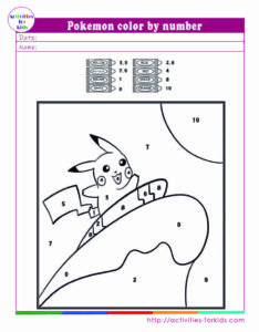 Pokemon color by number free printable