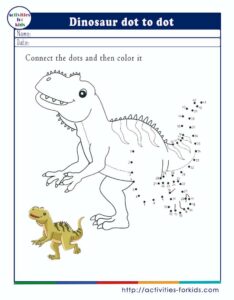 Free printable Dinosaur Connect the Dots worksheets