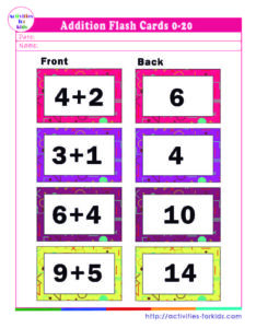 Free Addition Flash Cards 0-20 Printables