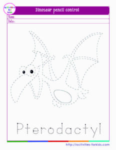 Dinosaur pencil control printable pdf free