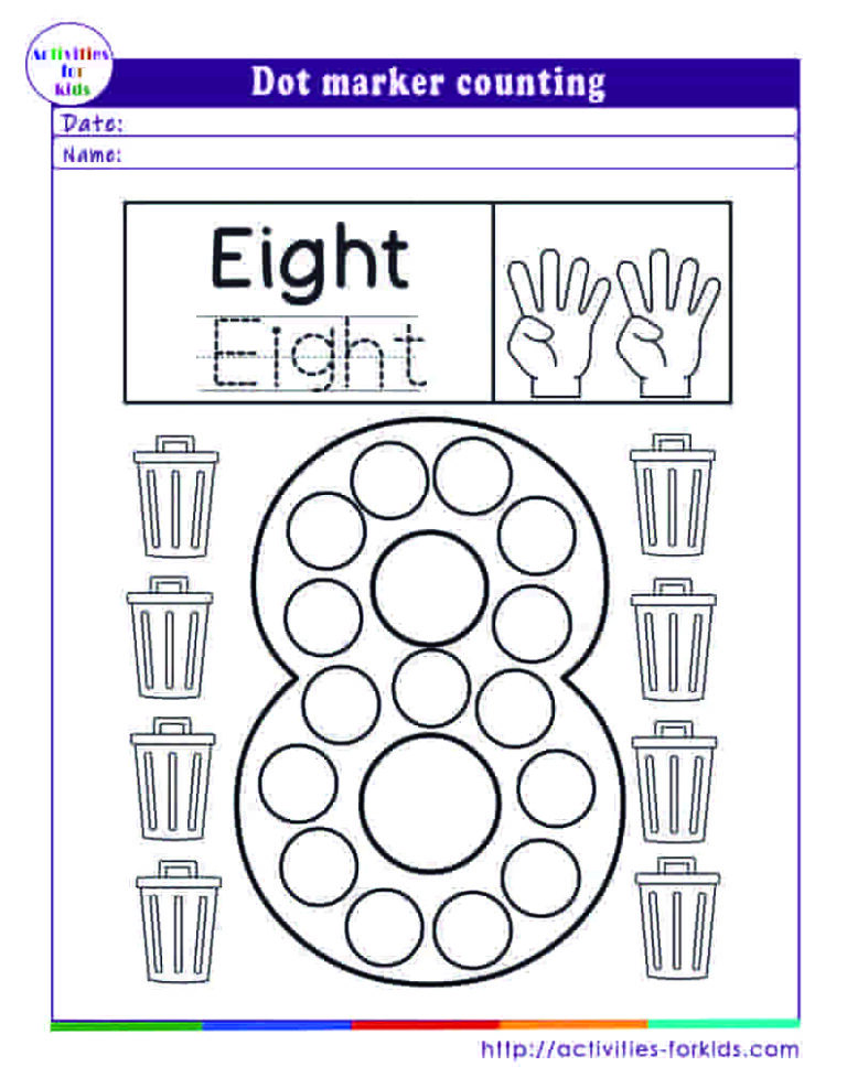 Dot marker counting worksheets for kindergarten