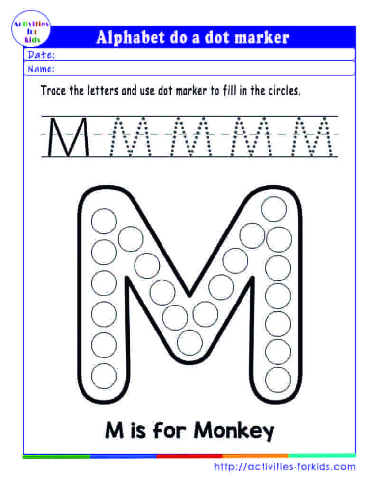 Alphabet do a dot marker worksheets free printable