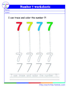 Number 7 worksheets free printable